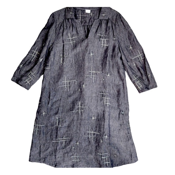 Poetry | Dresses | Poetry Womens Linen Slate Grey Embroidered Pattern ...